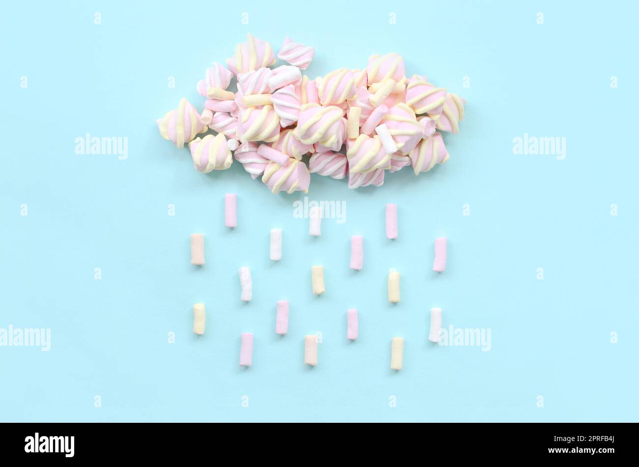 Marshmallow rain cloud on pastel light blue background. Cute ...