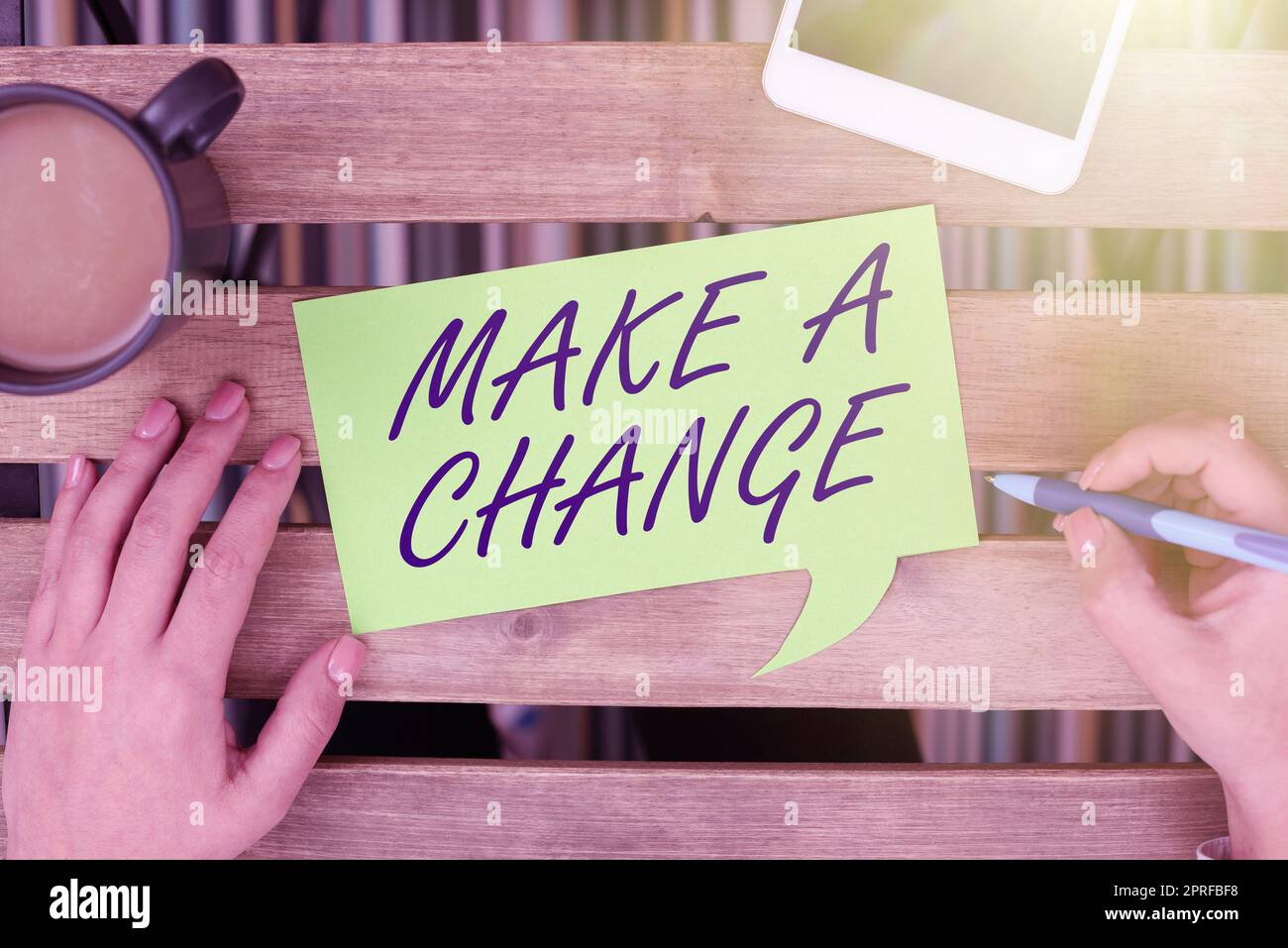 Writing displaying text Make A Change. Concept meaning Try new thing ...