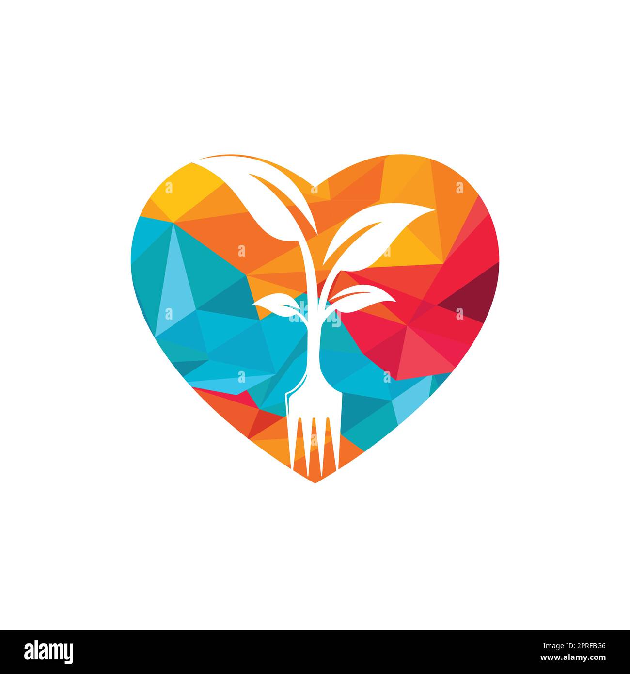 Fork tree with heart shape vector logo design. Restaurant and farming ...