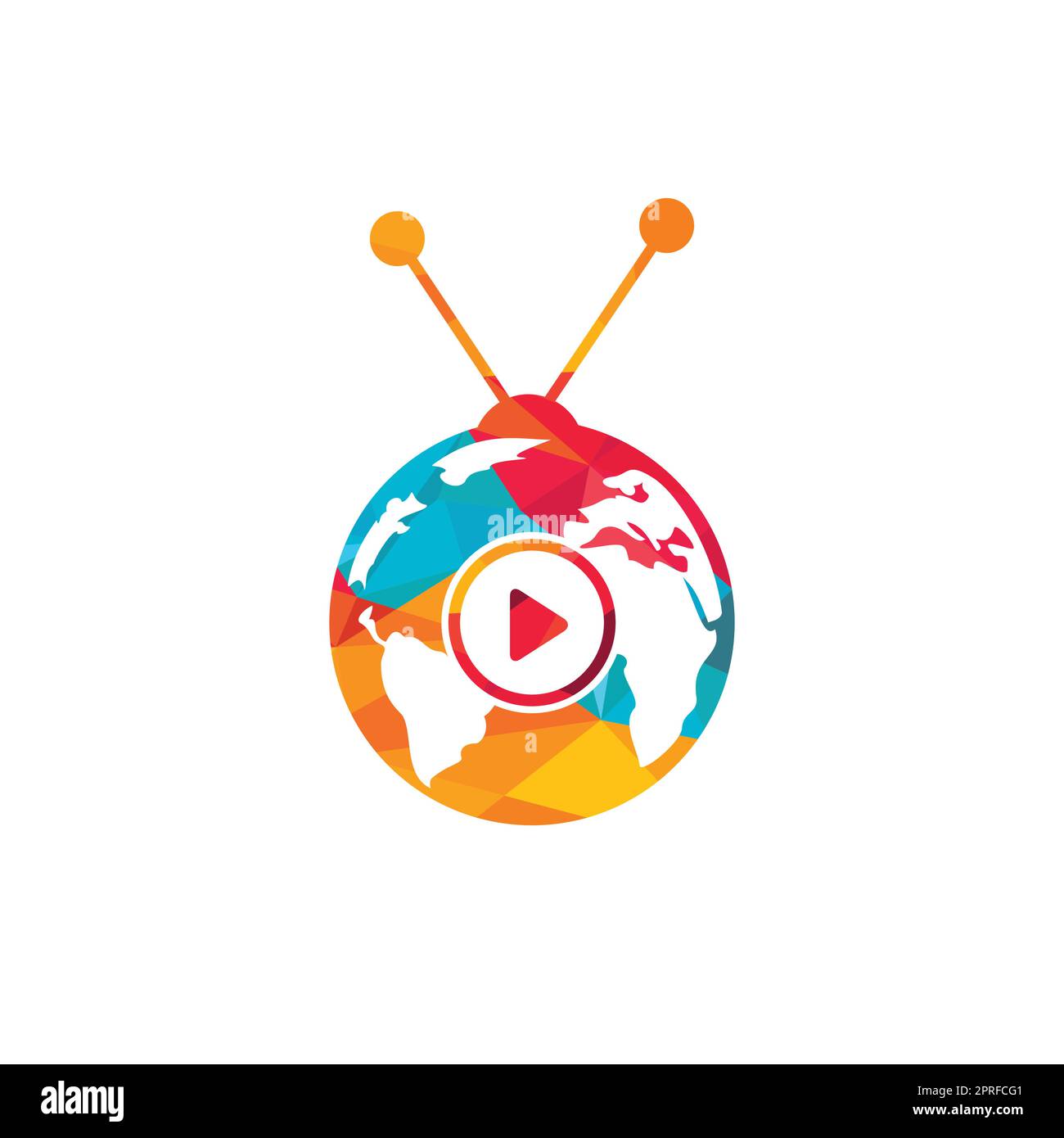 Global TV vector logo design concept. World television icon design ...