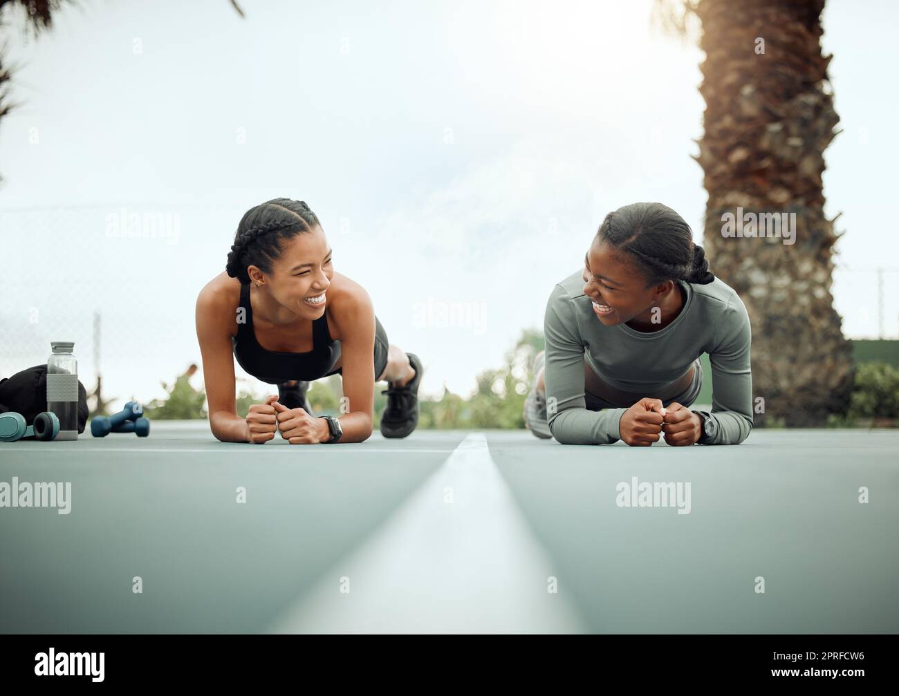 Making it look easy. Full length shot of two attractive young female ...