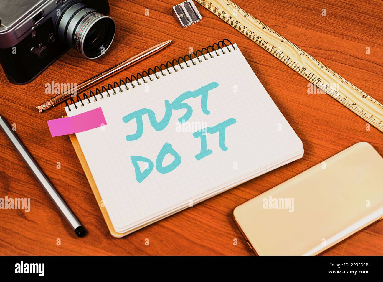 Hand writing sign Just Do It. Business showcase Motivation for starting ...