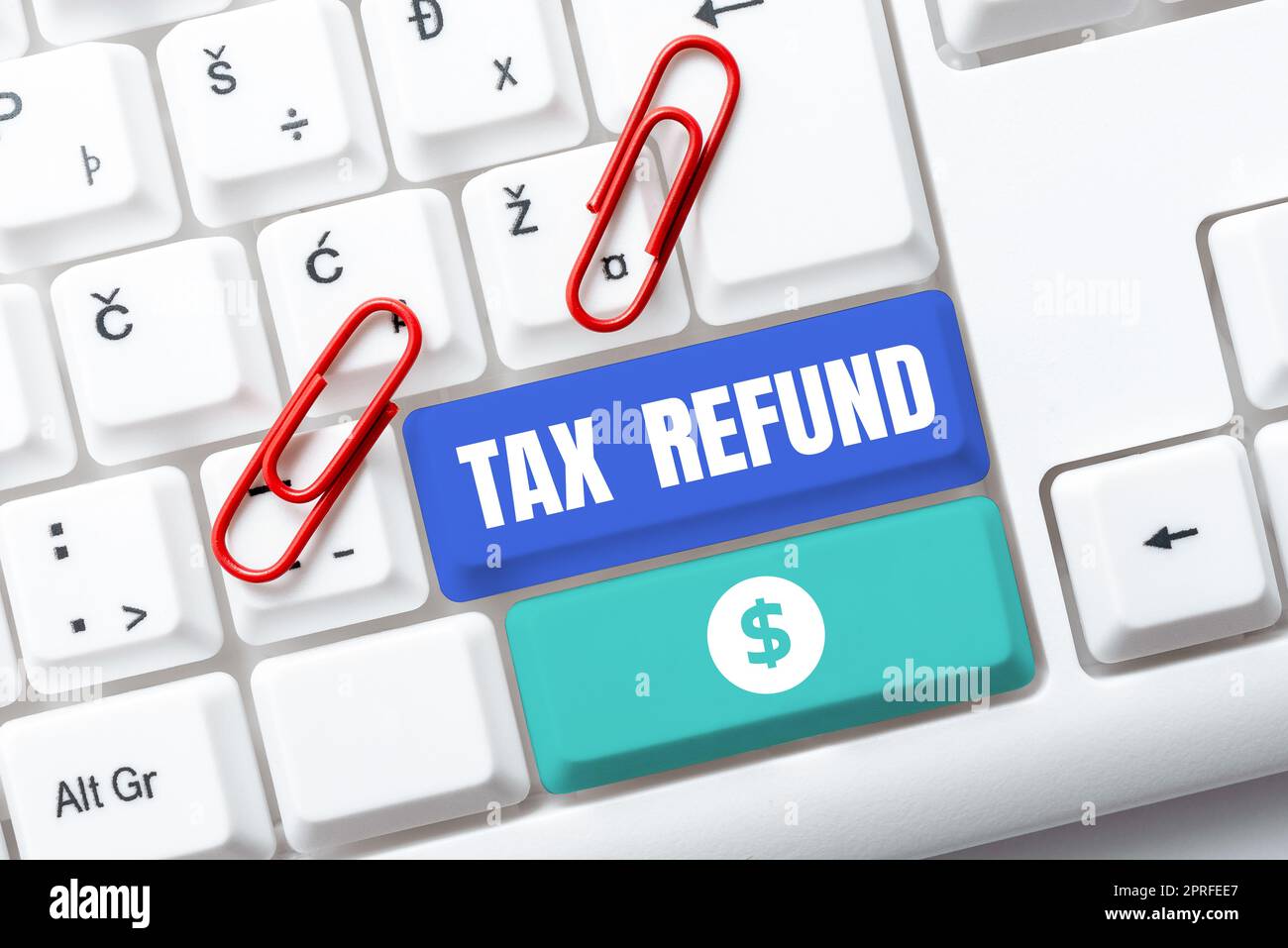 Conceptual display Tax Refund, Word for applied when money liability is ...