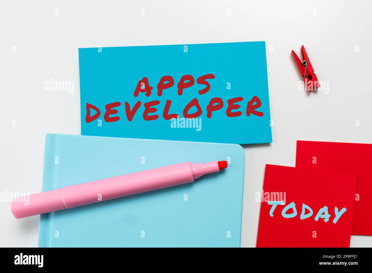 Hand writing sign Apps Developer, Business showcase Setting oneself on the activity Being ...