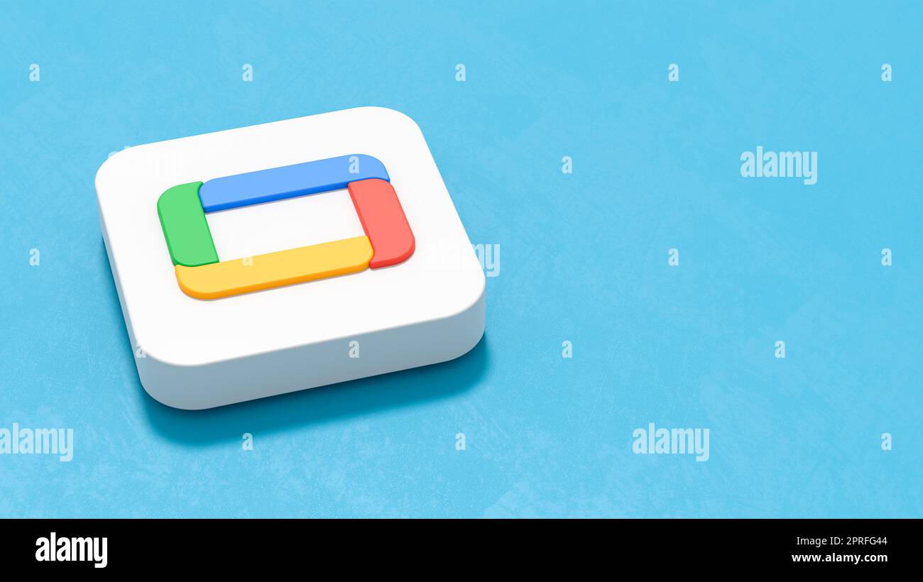 Google TV Logo 3D Symbol Shape on Plastered Blue Background with Copy ...