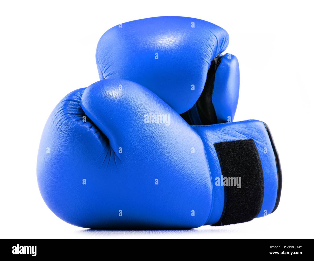 Pair of blue leather boxing gloves isolated on white background Stock ...