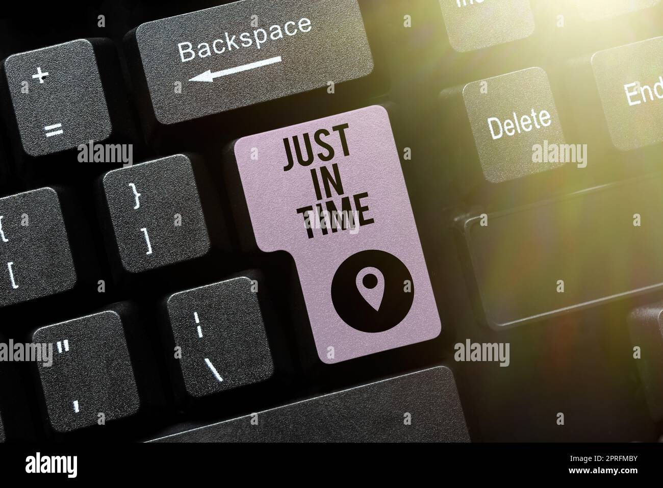 Text sign showing Just In Time. Internet Concept Arriving exactly at ...