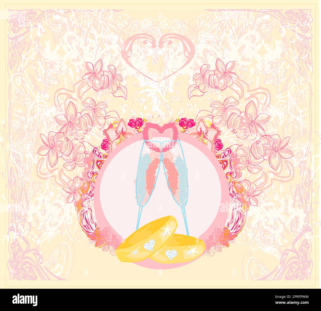 wedding Invitation card with rings Stock Photo - Alamy