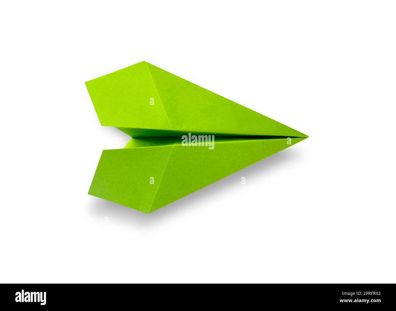 Green paper plane origami isolated on a blank white background Stock ...