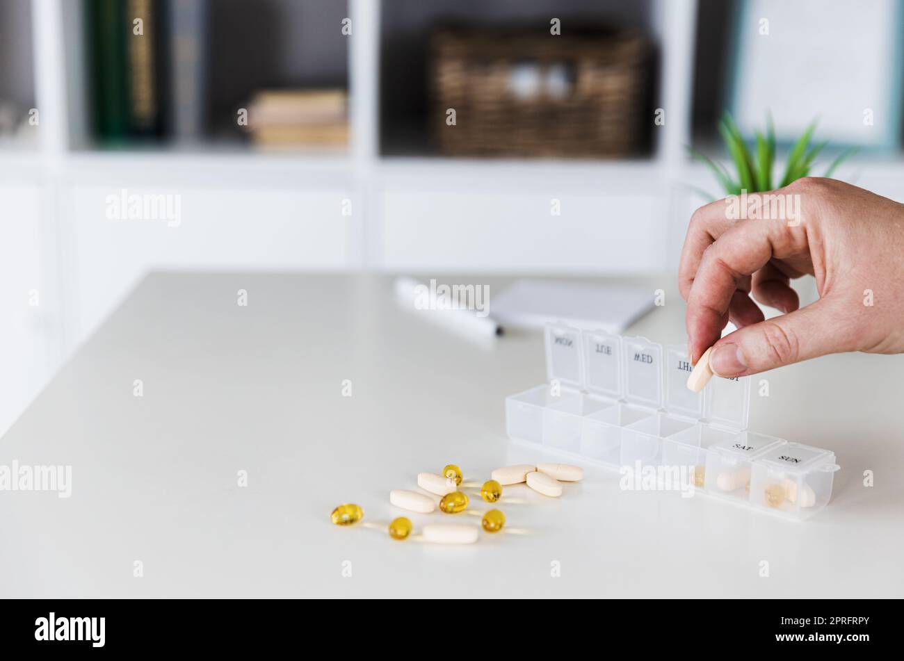 Different drugs table hands hi-res stock photography and images - Alamy