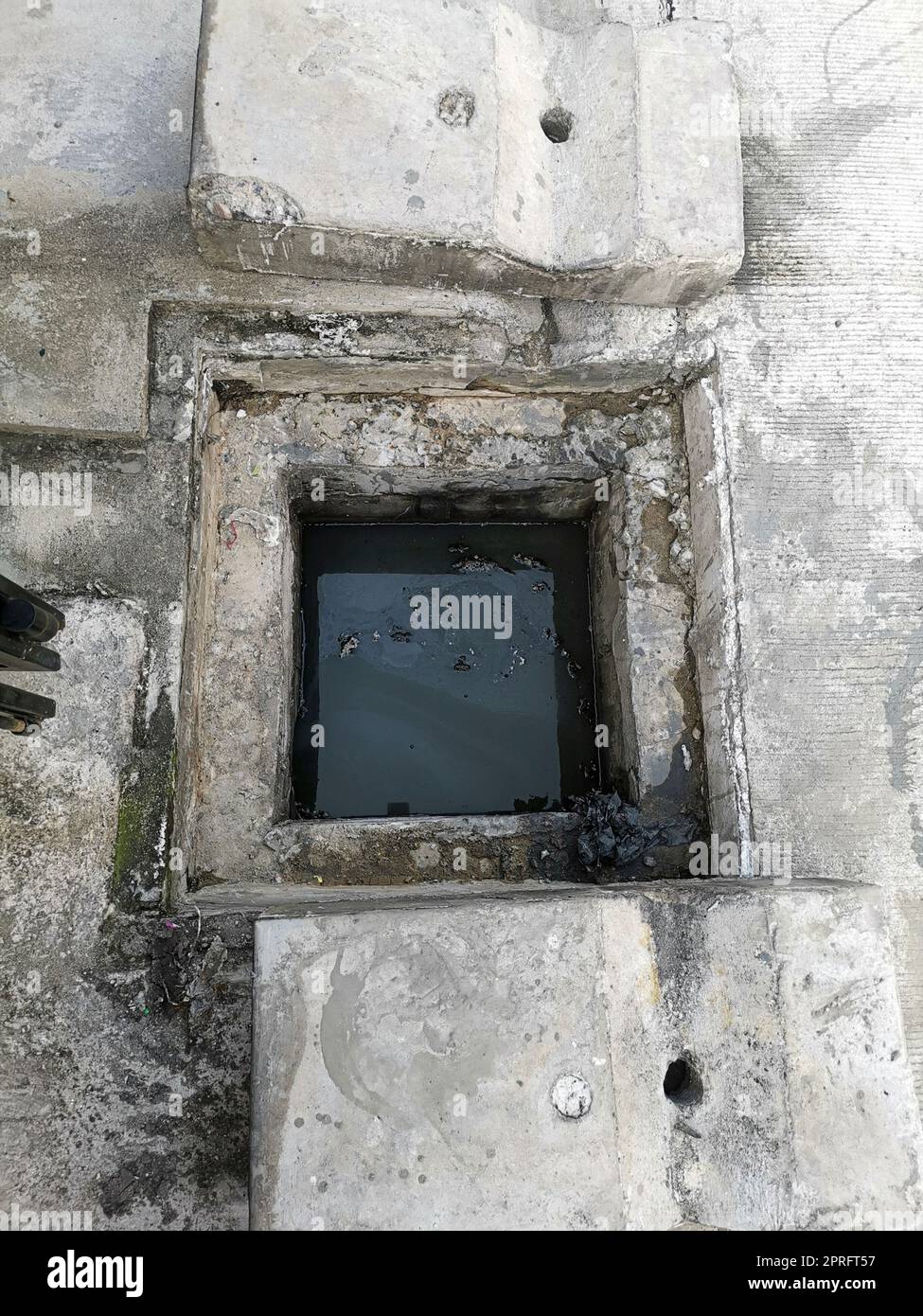 Manhole cover open in street and repair of roads. Accident with sewer ...