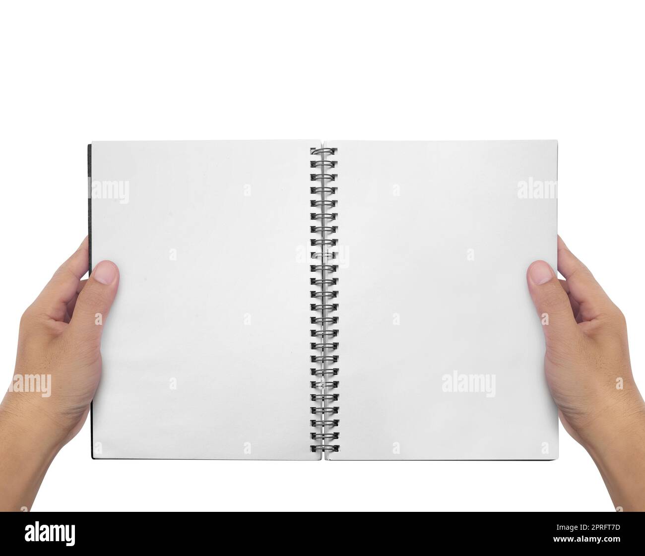 hands with old note or empty book isolated white Stock Photo - Alamy