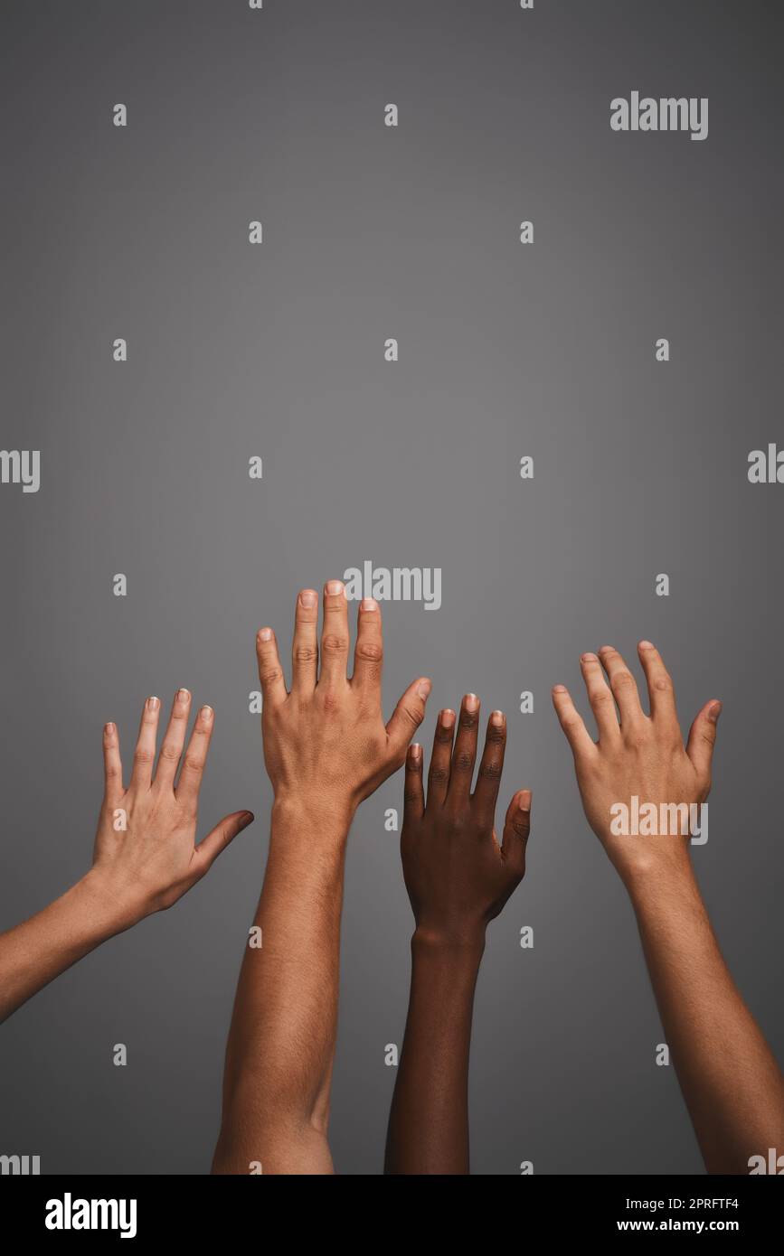 Raise your hand if you love blank copyspace. Studio shot of ...