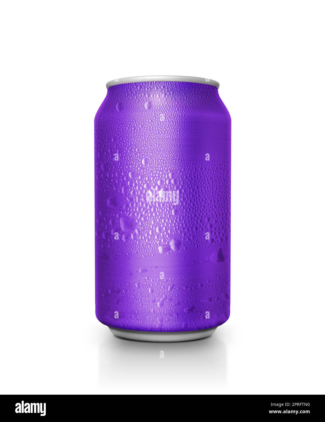 Purple aluminum cans with water droplets on a white Background Stock ...
