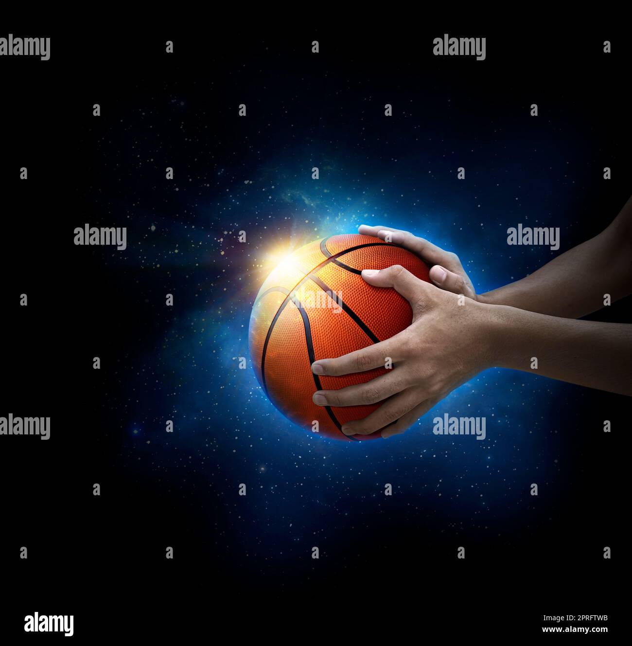 basketball ball in man's hand. basketball game concept Stock Photo - Alamy
