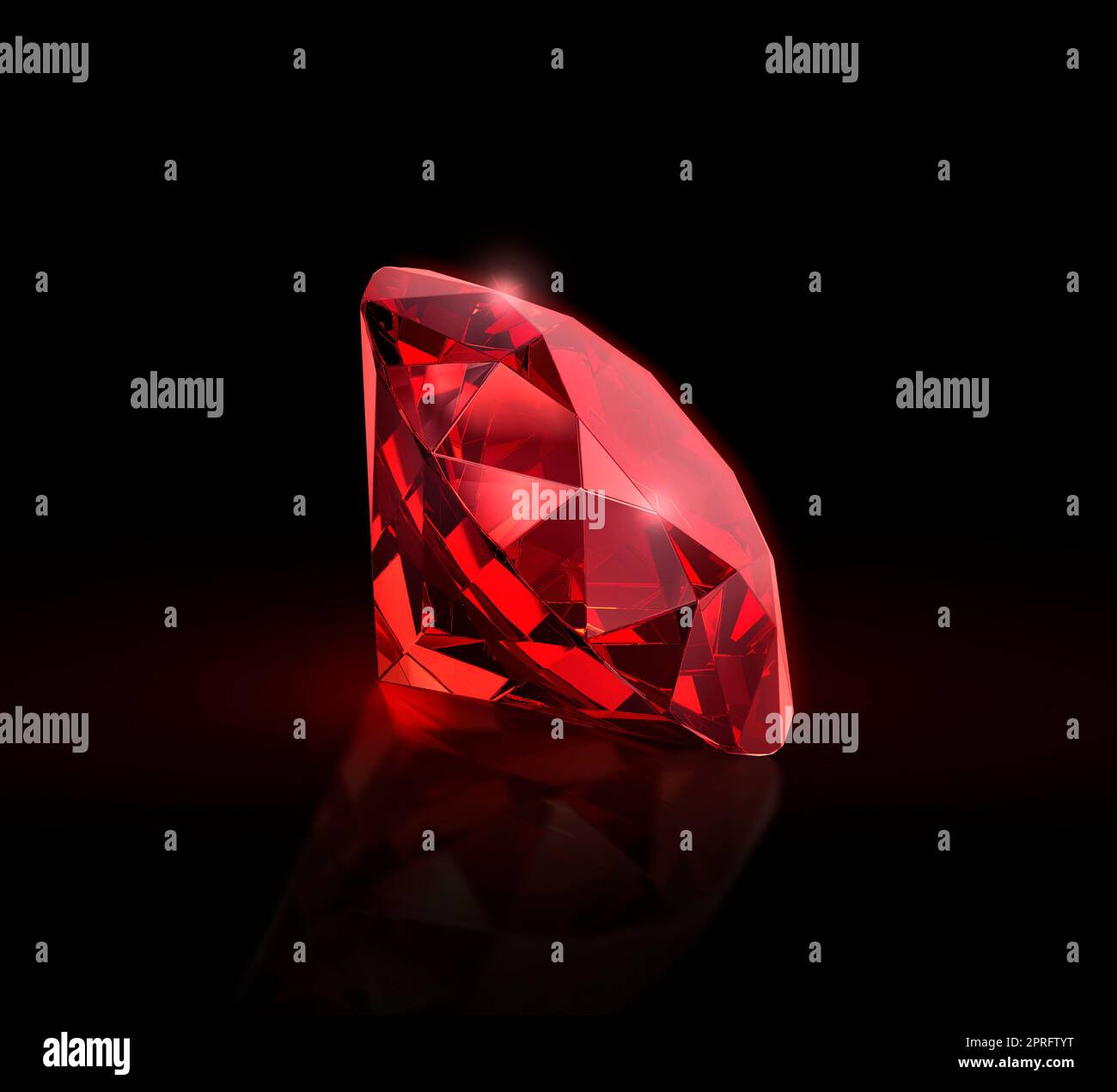 Dazzling diamond red gemstones on black background. 3D render Stock ...