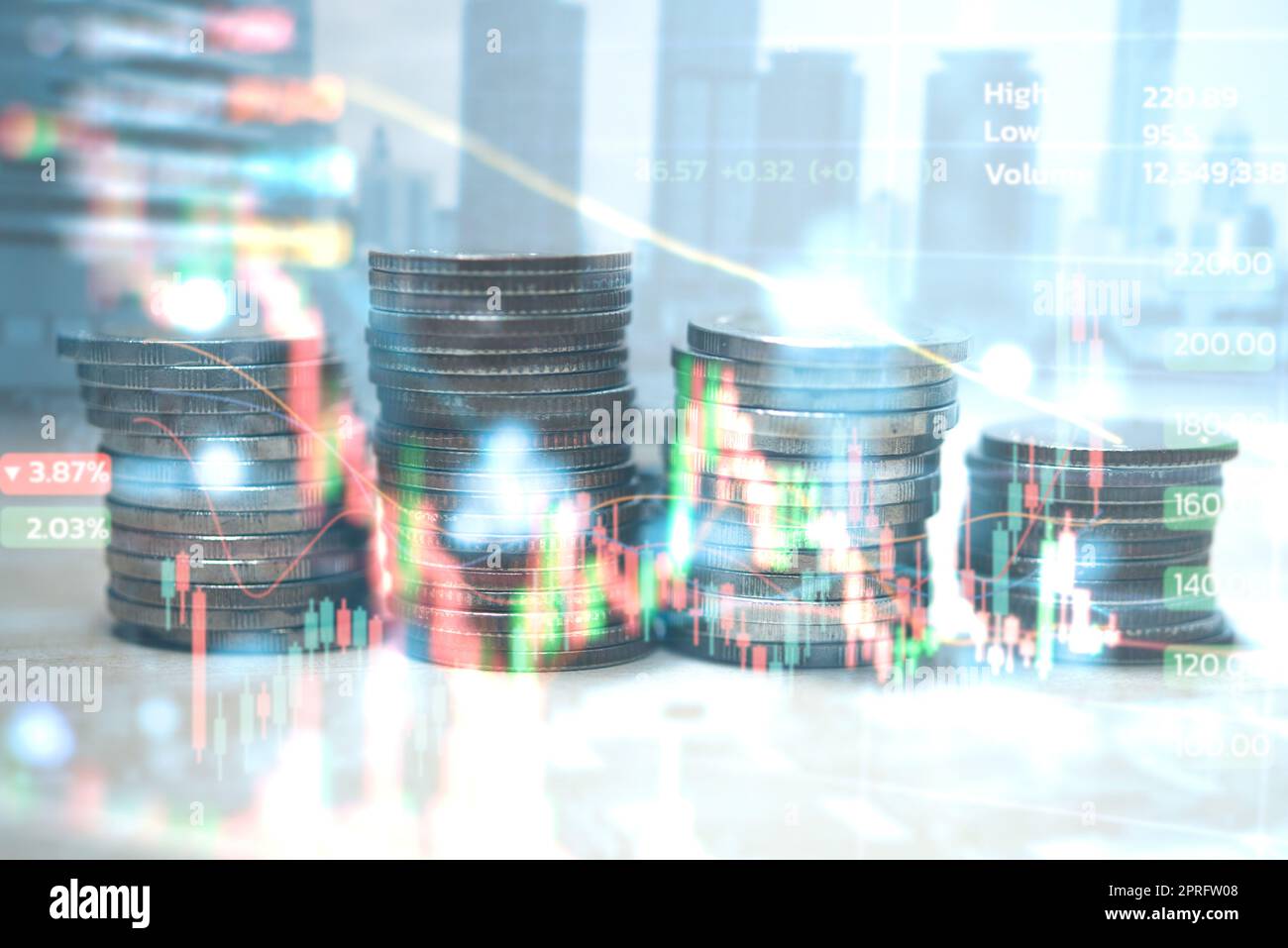 Finance stock market or forex trading graph and candlestick chart ...
