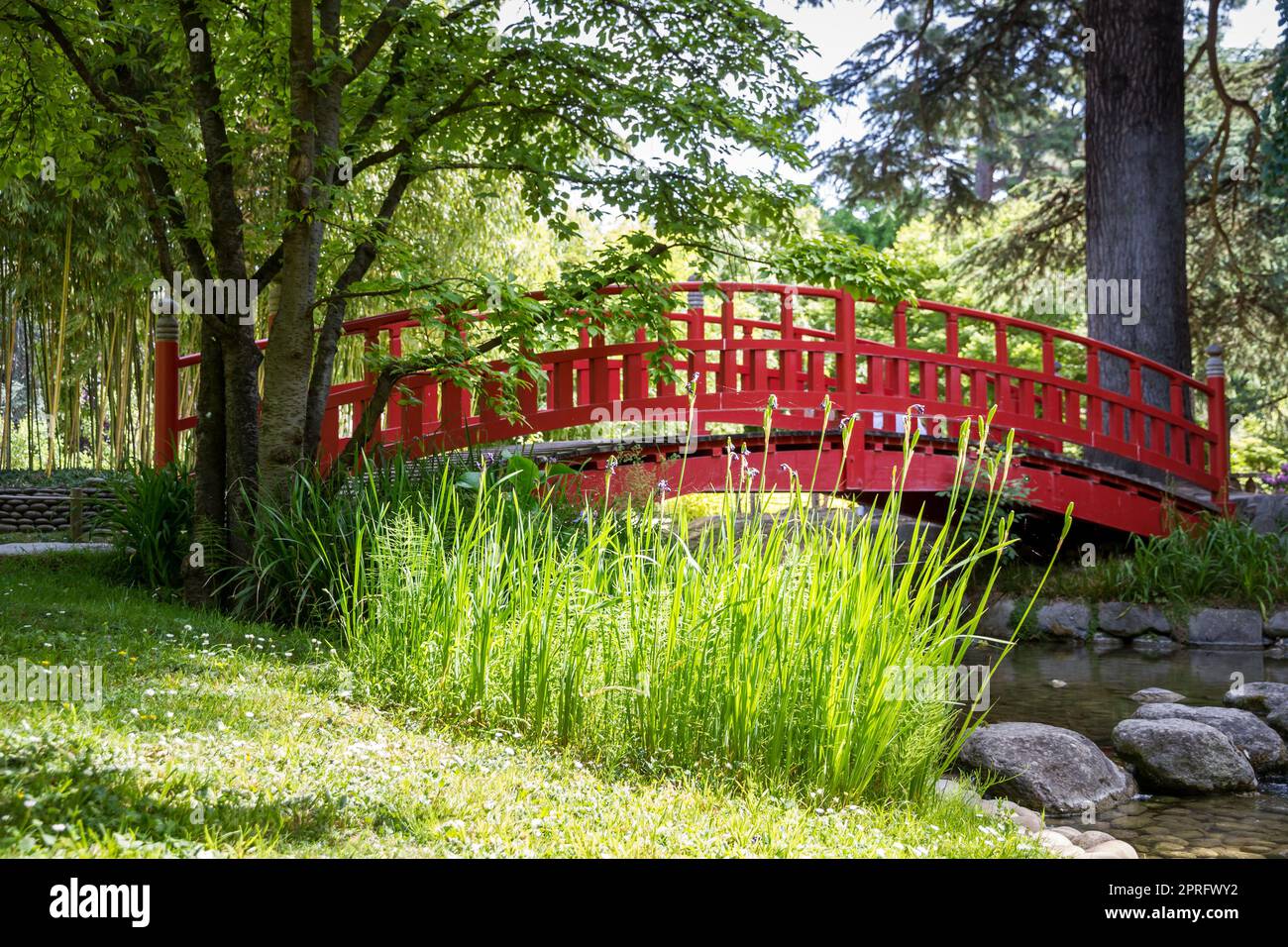 Wooden bridge garden hi-res stock photography and images - Alamy