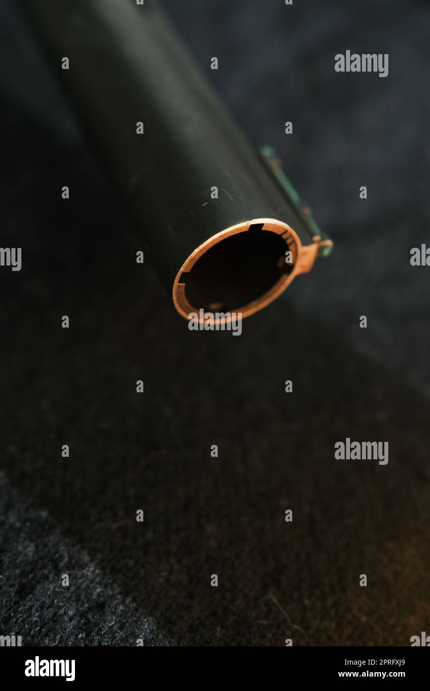 Muzzle of shotguns. Shotgun - macro shooting. Muzzle end of the barrel ...