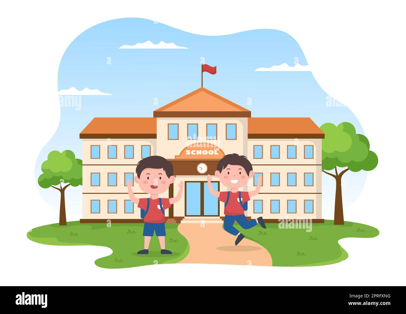 Students Leave School Building After Class or Program and Back to Home ...