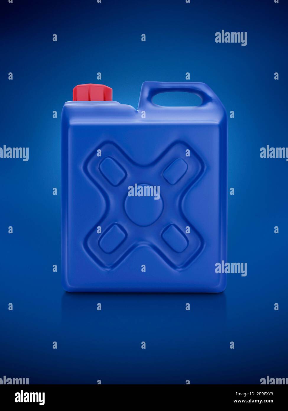Blank packaging blue plastic gallon on blue background. 3d render Stock ...