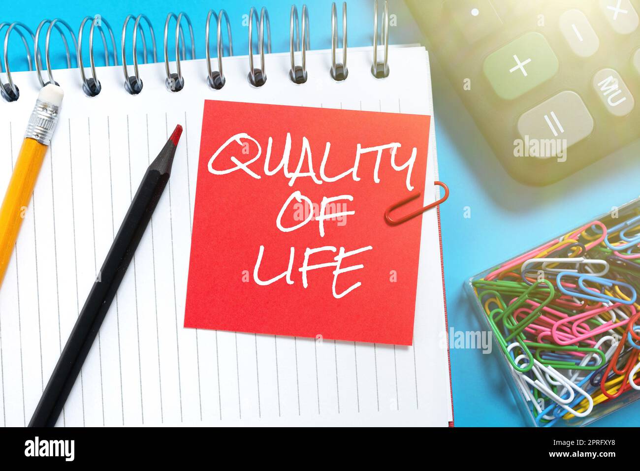 Text caption presenting Quality Of Life. Word for Being in good health ...