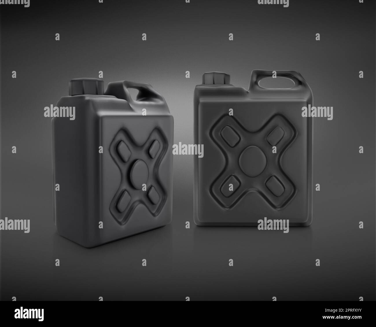Blank packaging black plastic gallon on black background. 3d render ...