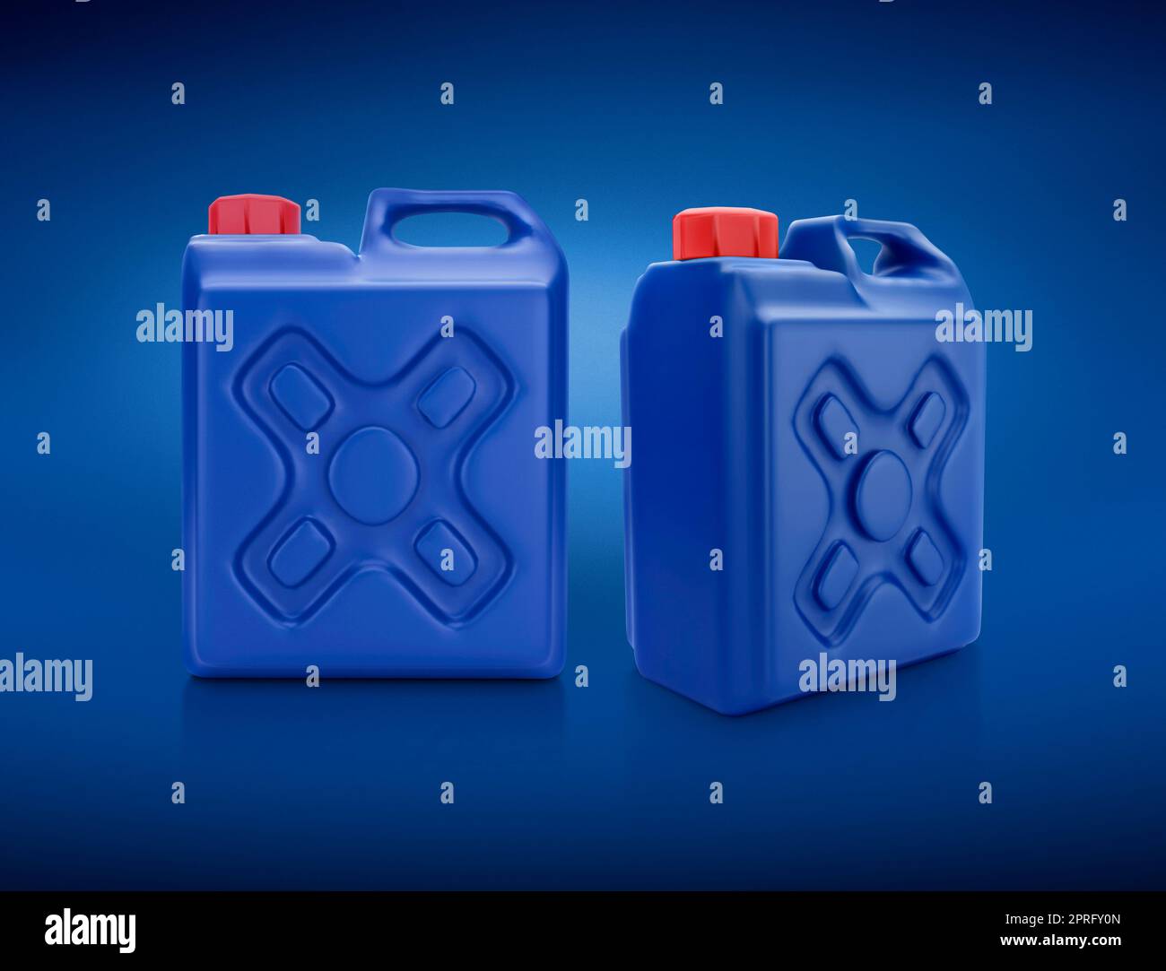 Blank packaging blue plastic gallon on blue background. 3d render Stock ...