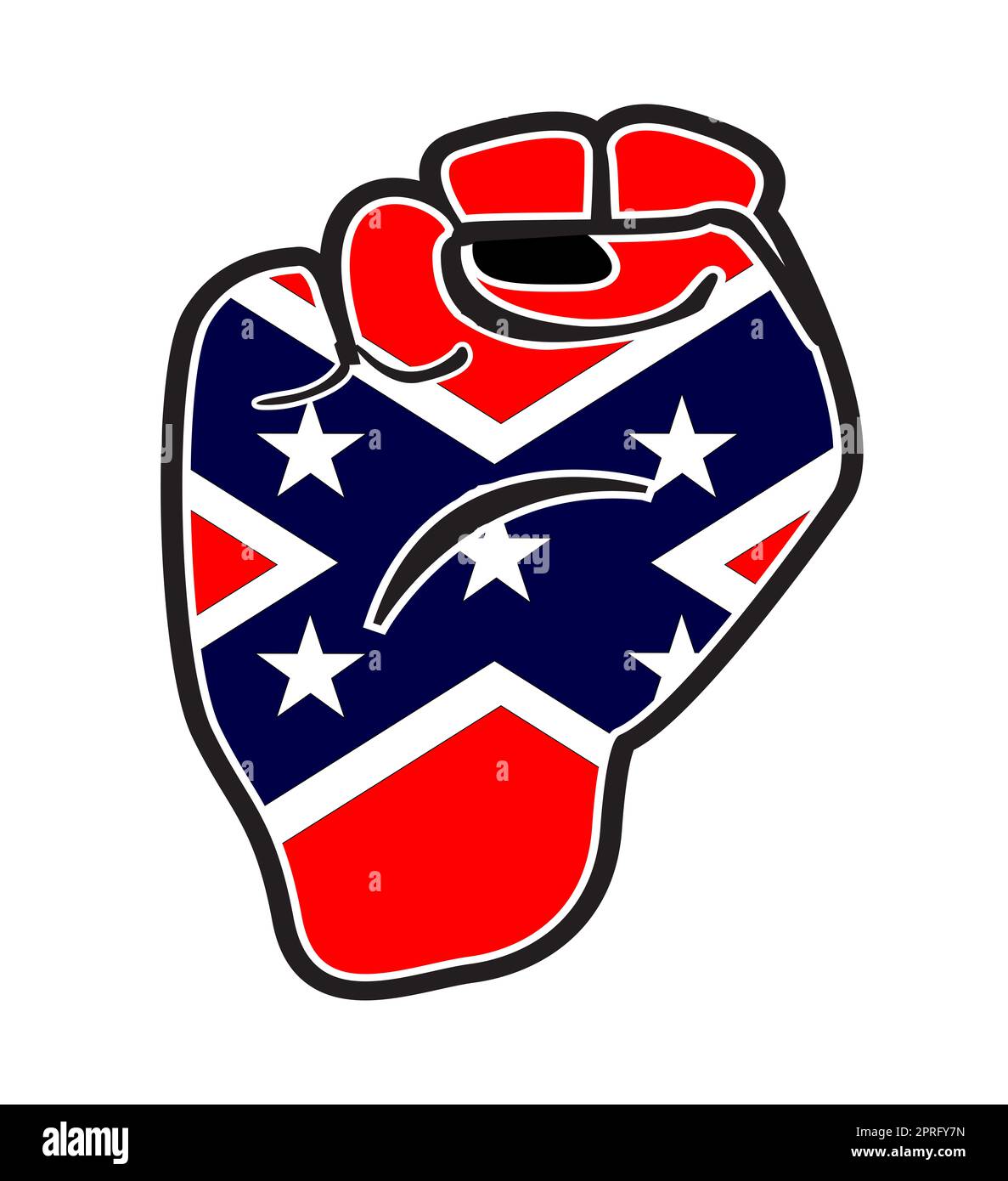 A black outline power fist over the Confederates American civil war ...