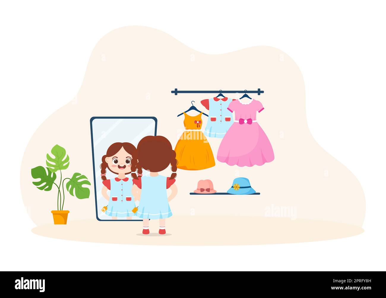 Kids Shop Building Template Hand Drawn Cartoon Flat Style Illustration ...