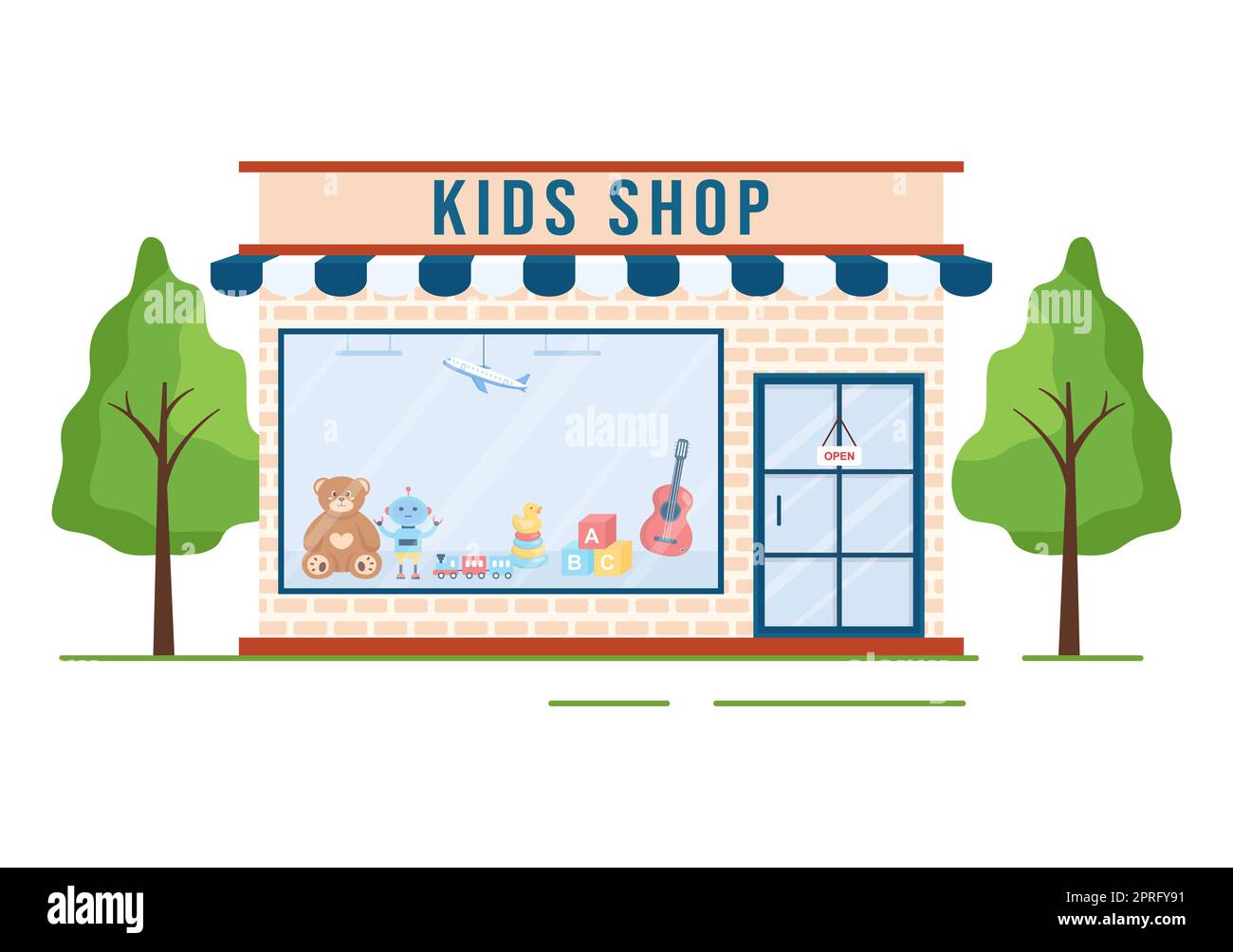 Kids Shop Building Template Hand Drawn Cartoon Flat Style Illustration ...