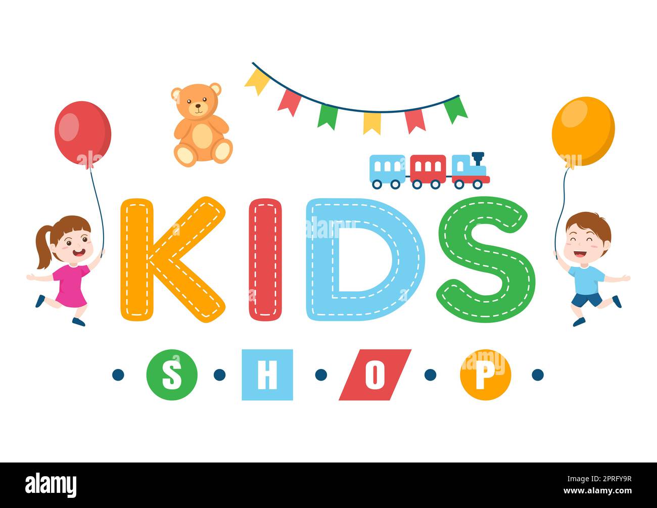 Kids Shop Building Template Hand Drawn Cartoon Flat Style Illustration ...