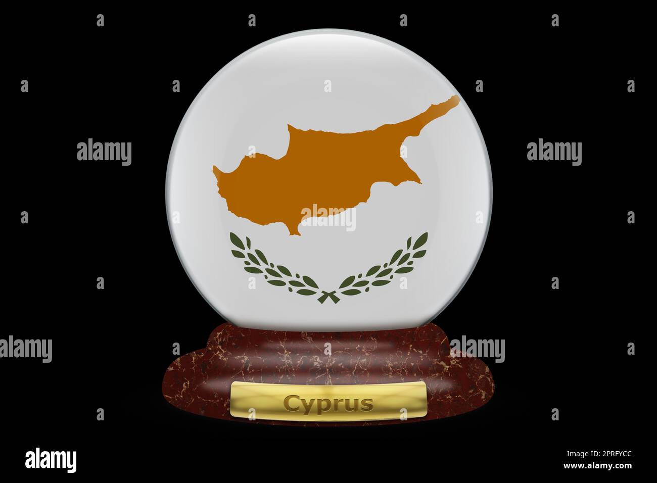3D Flag of Cyprus on a globe Stock Photo - Alamy