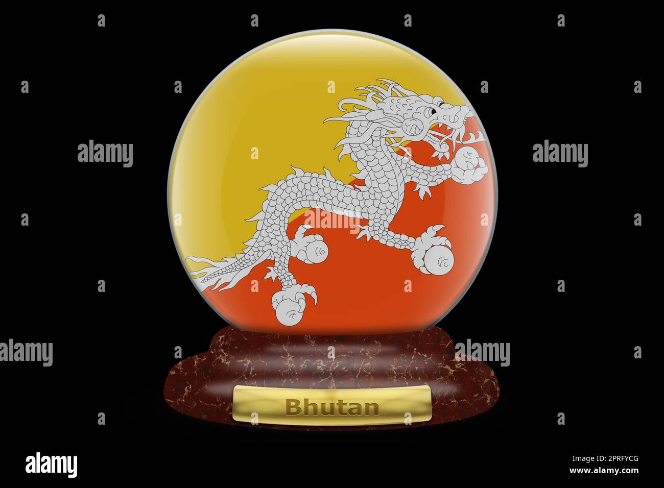 3D Flag of Bhutan on a globe Stock Photo - Alamy