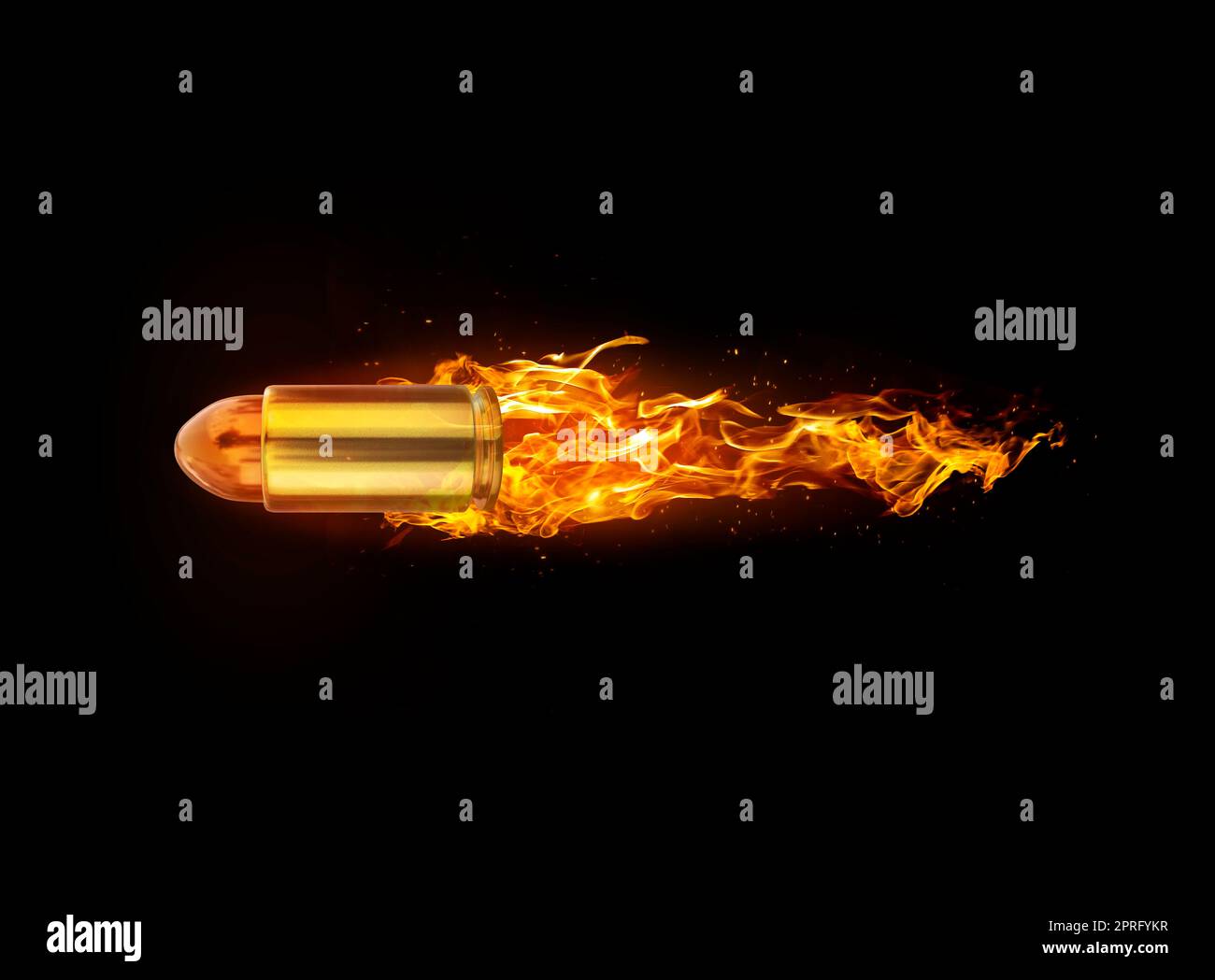 Bullet, on fire on black background. 3d render Stock Photo - Alamy