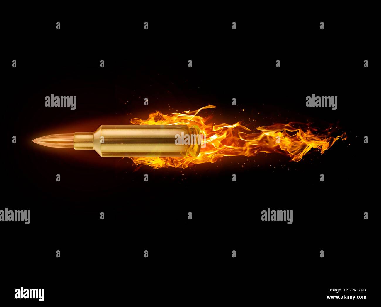 Bullet, on fire on black background. 3d render Stock Photo - Alamy