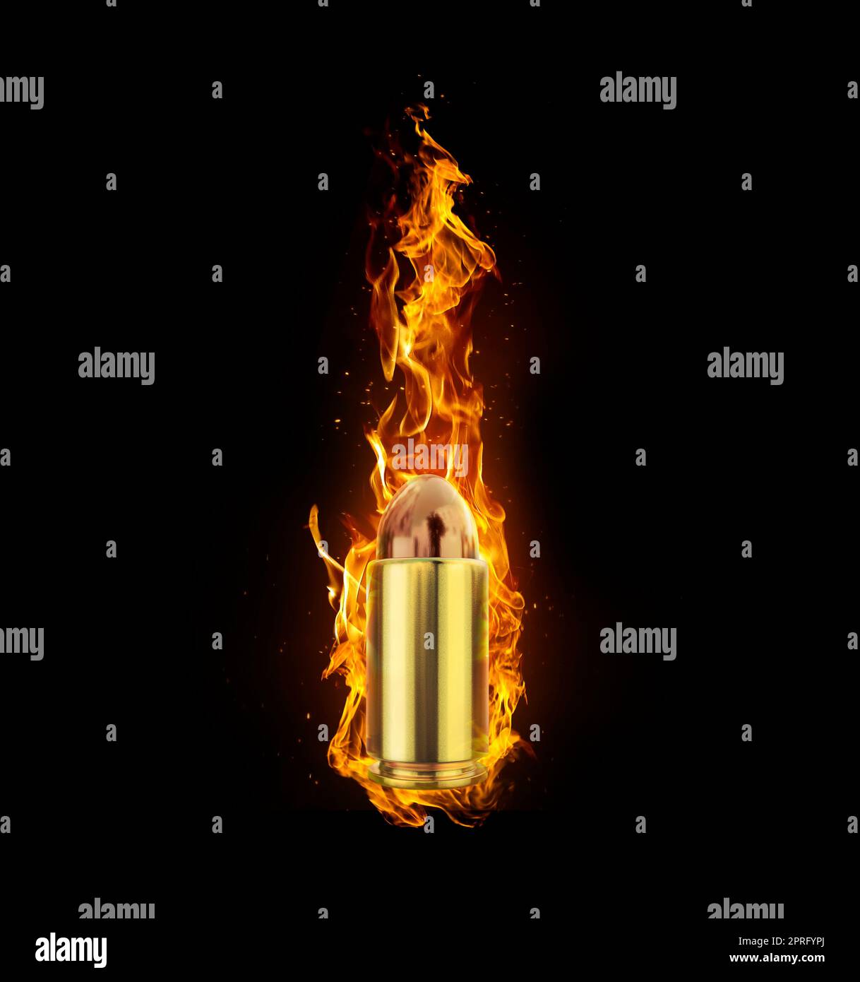 Bullet, on fire on black background. 3d render Stock Photo - Alamy