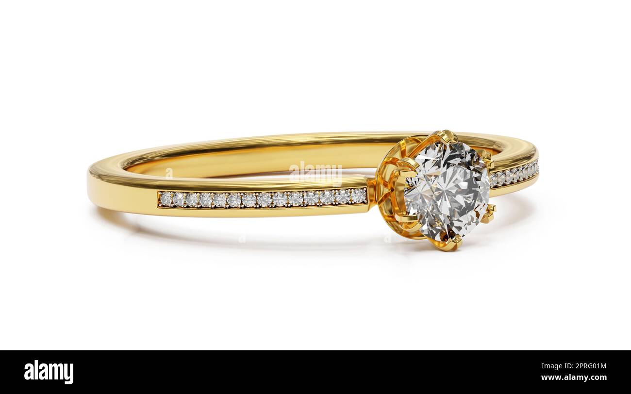 Diamond ring isolated on white background. 3d render Stock Photo - Alamy
