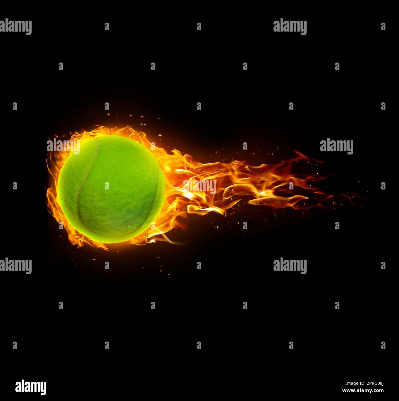 Tennis ball, on fire on black background Stock Photo - Alamy