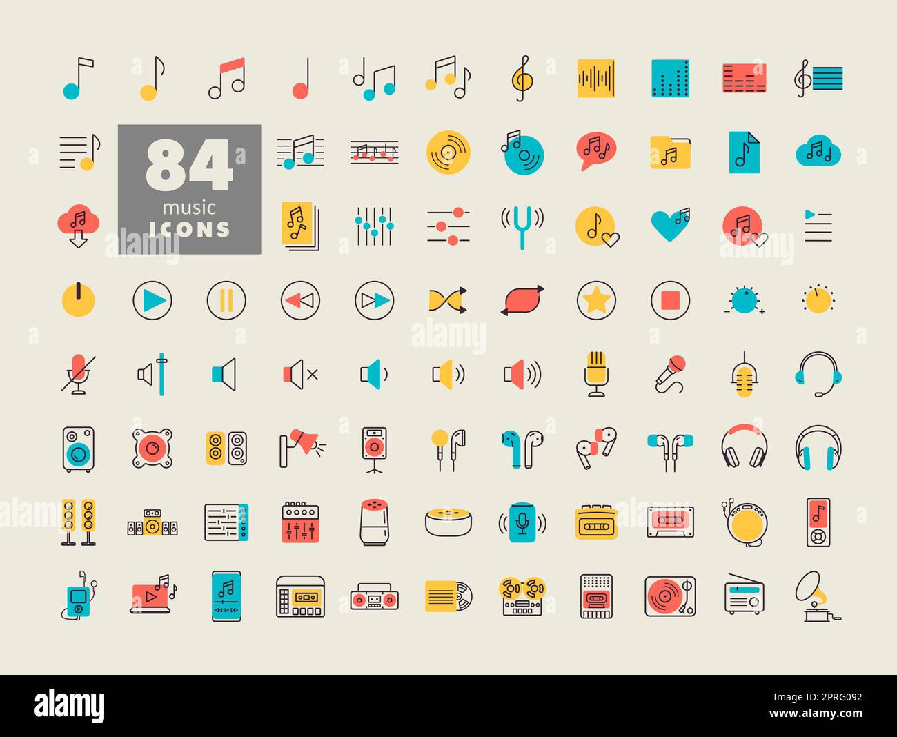 Music vector icon set. Graph symbol for music and sound web site and ...