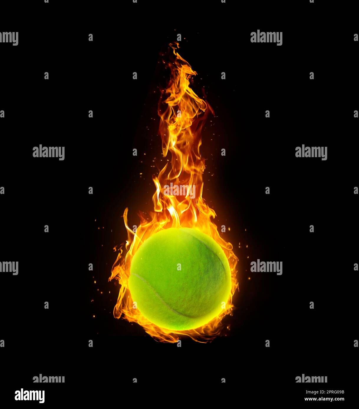 Tennis ball, on fire on black background Stock Photo - Alamy
