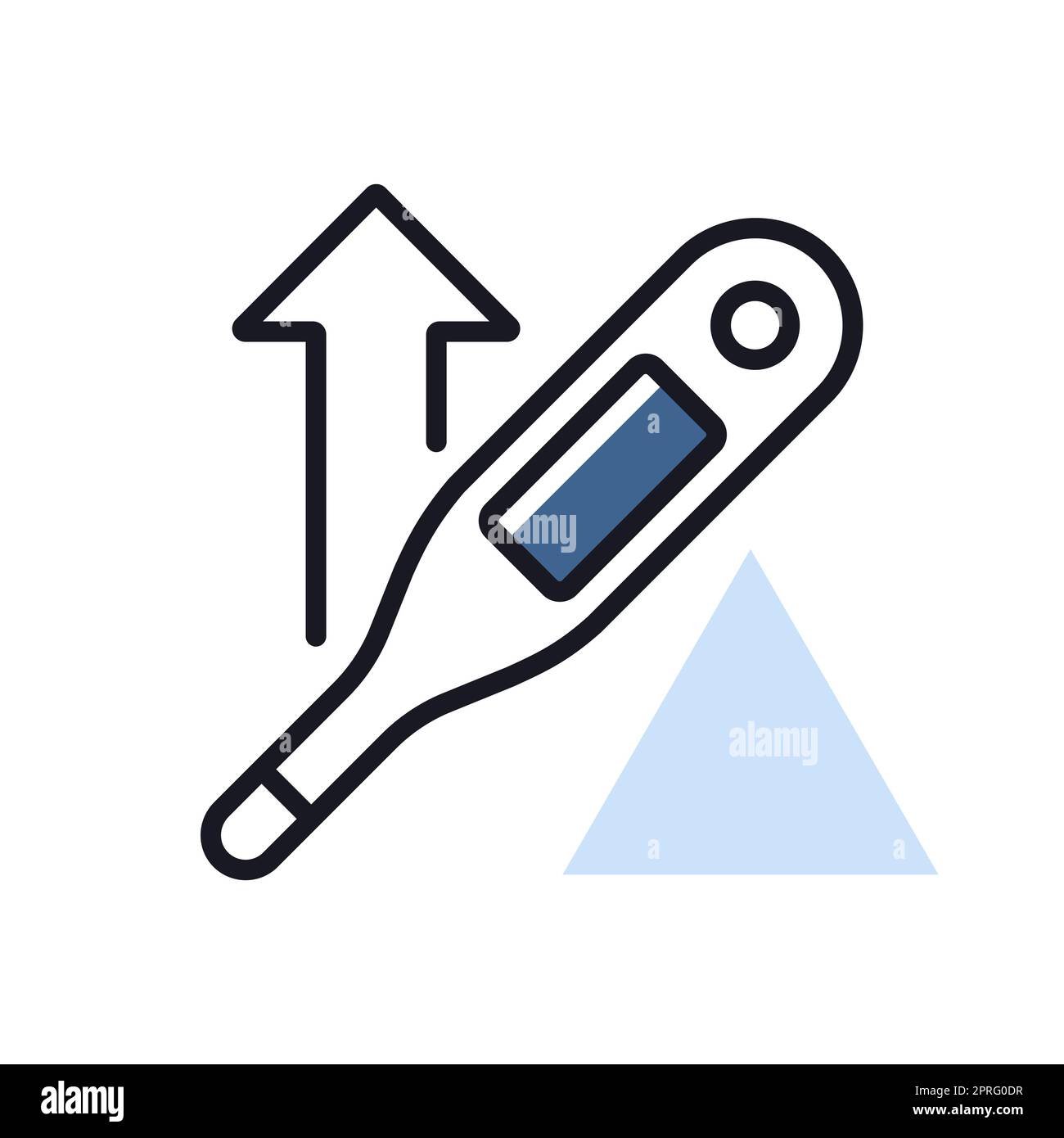 Increased temperature with thermometer vector icon. Medical sign ...