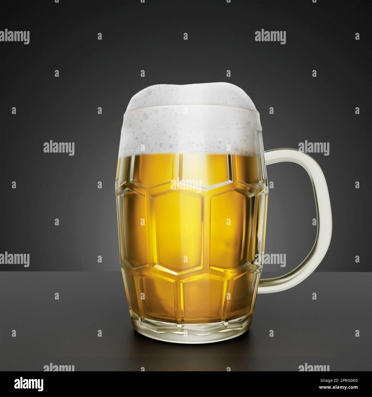 Glass with beer on grey background.3d render Stock Photo - Alamy
