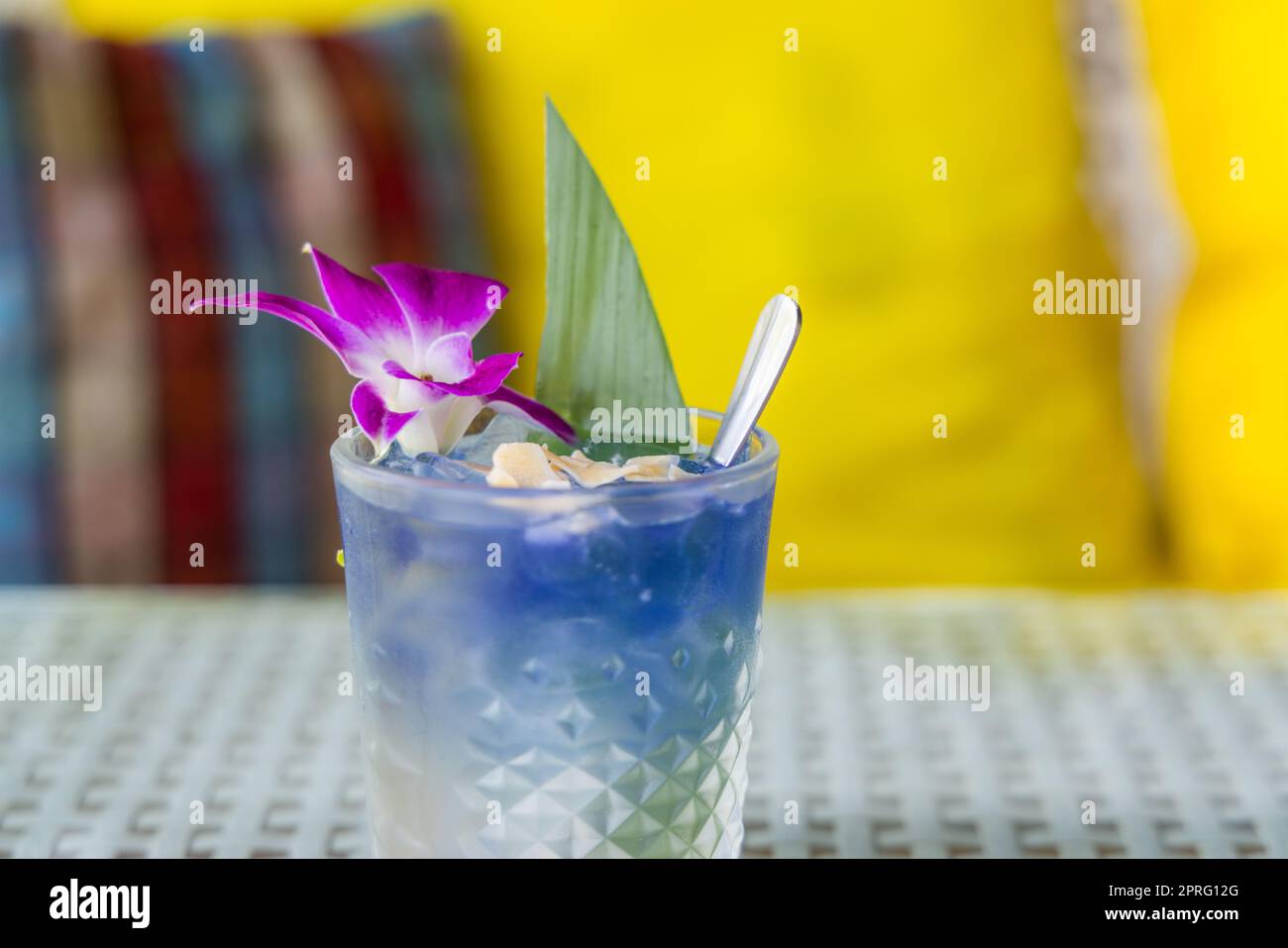 Colorful blue cocktail in a glass Stock Photo - Alamy