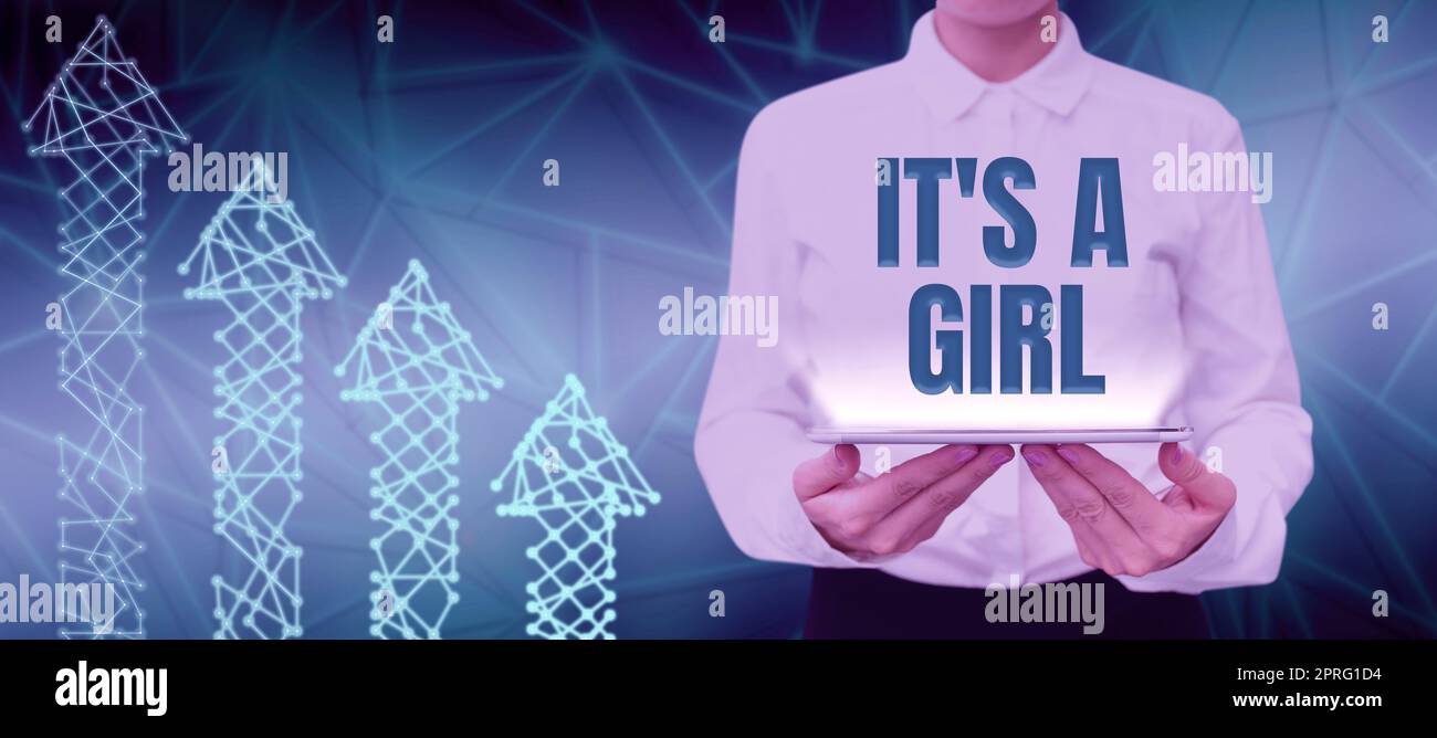 Text sign showing It S Is A Girl. Business idea Expecting a baby cute ...