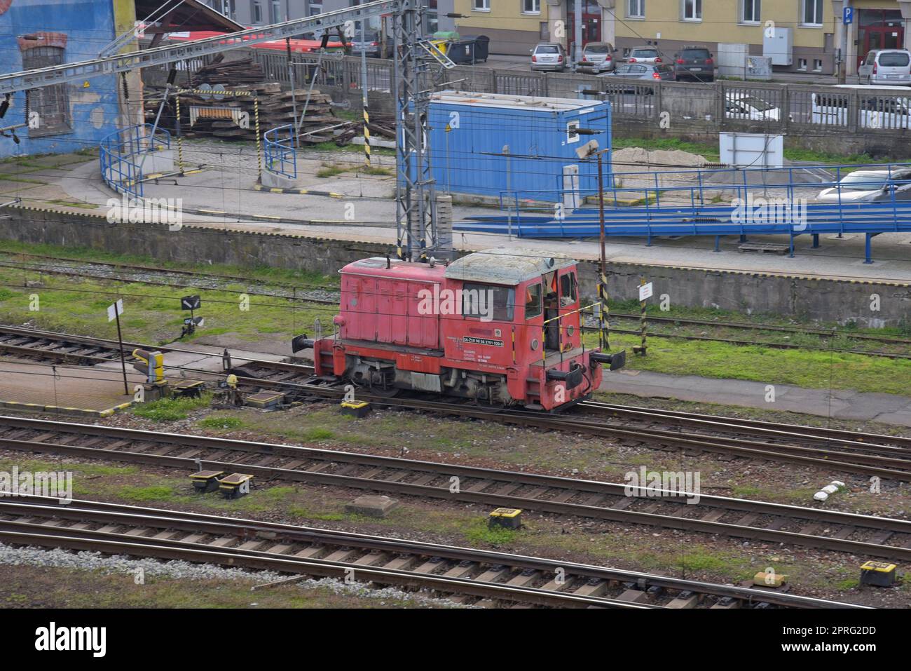 A small yard shunting locomotive at Hlavná Stanica railway station ...