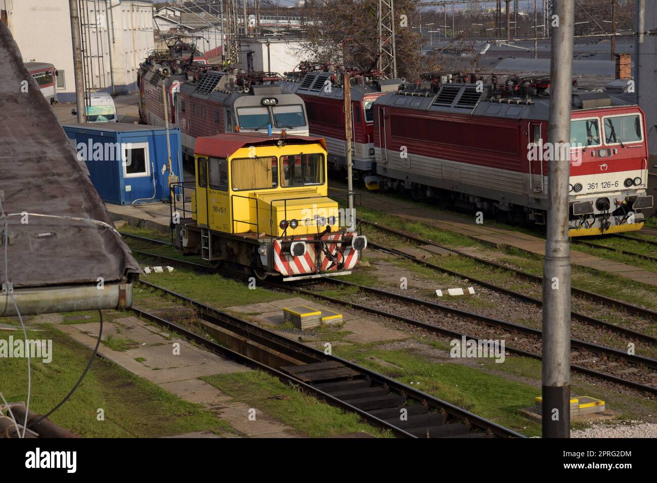 Small battery powered shunting locomotive at Rotunda railway depot ...