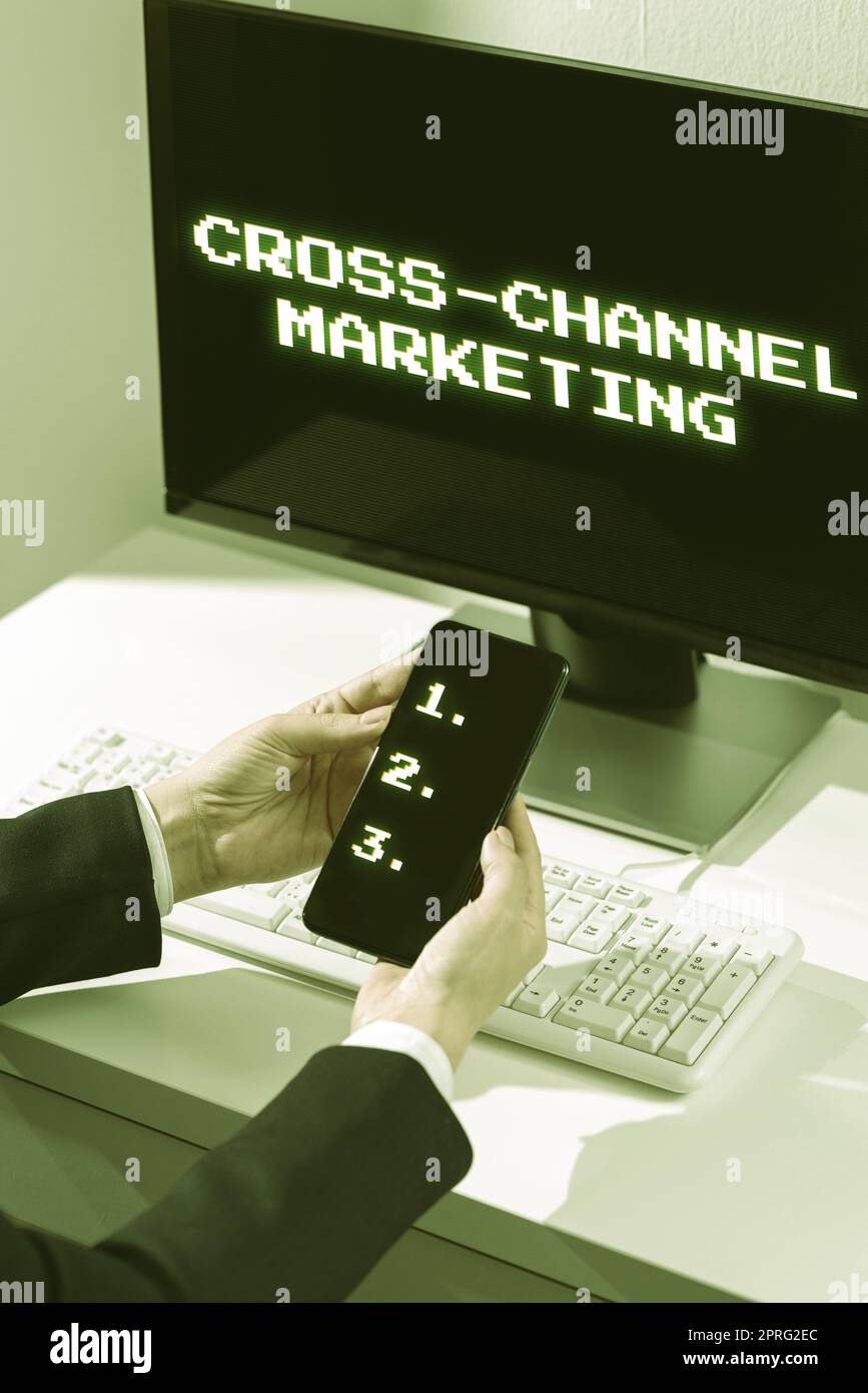 Writing displaying text Cross Channel Marketing. Business approach ...