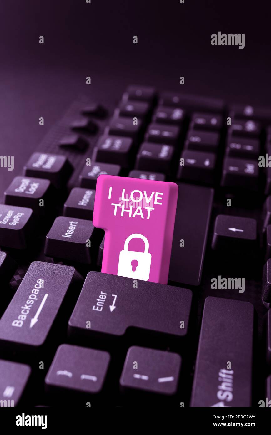 Text sign showing I Love That. Conceptual photo Having affection for ...