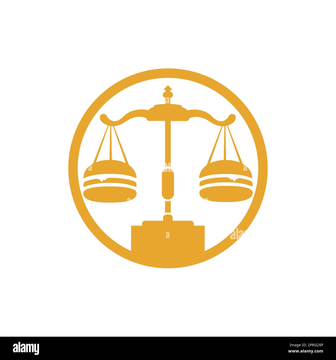 Food law vector logo design template. Law balance and burger icon ...
